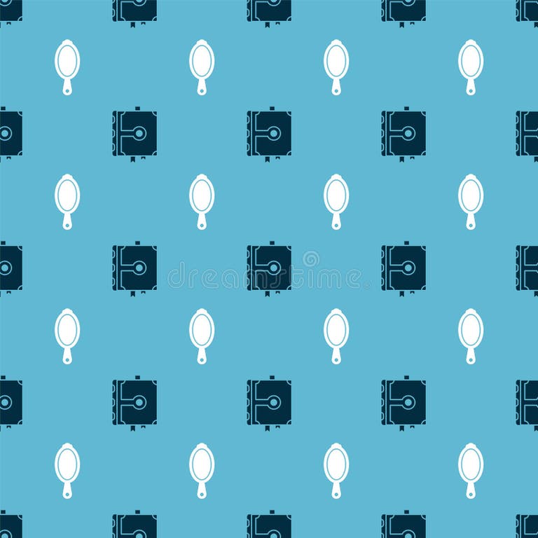 Set Ancient Magic Book and Magic Hand Mirror on Seamless Pattern ...