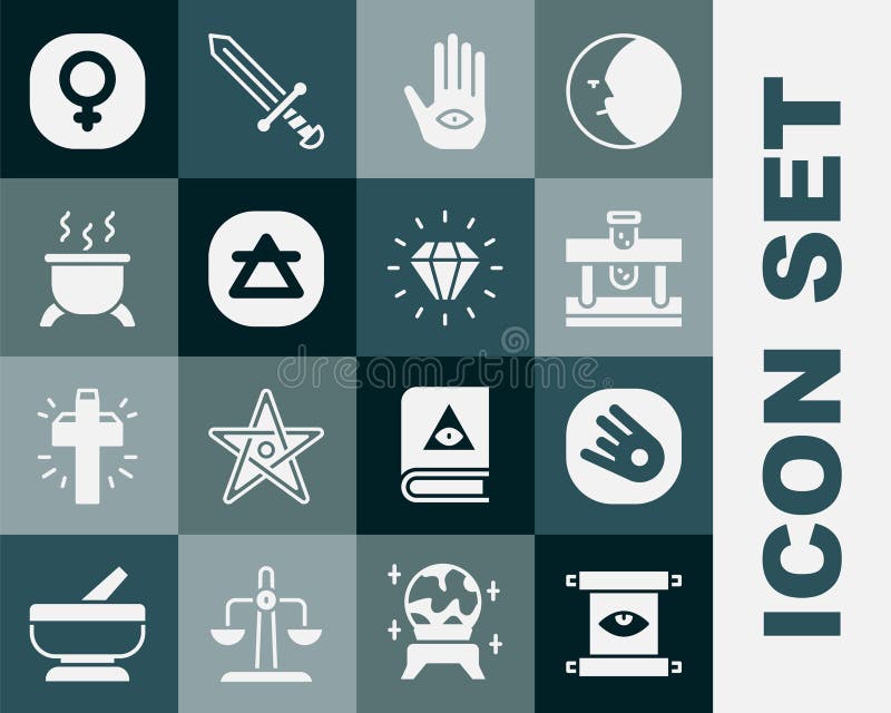 Set Ancient Magic Scroll, Comet Falling Down Fast, Bottle with Potion ...