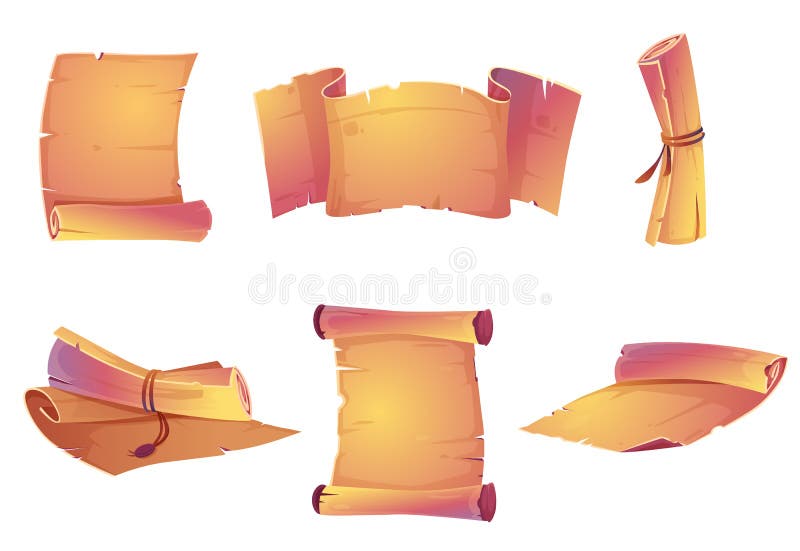 Set of Ancient Parchment Rolls Isolated on White Stock Vector ...