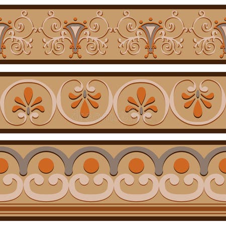 Set of Ancient Roman Ornaments Border Patterns. Stock Vector ...