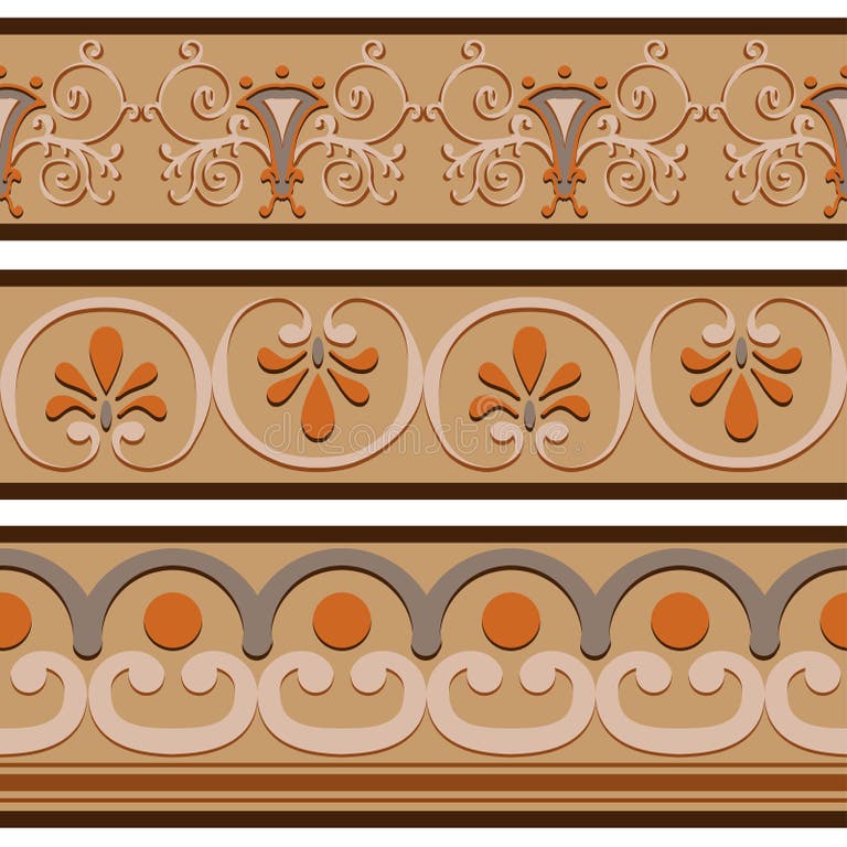 Set of Ancient Roman Ornaments Border Patterns. Stock Vector ...
