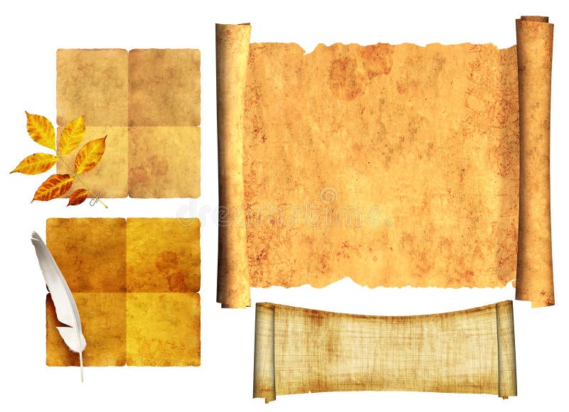 Set of ancient scrolls stock illustration. Illustration of banner ...