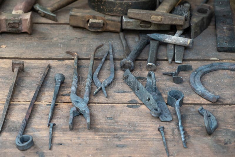 Set of Ancient Tools for Metal Forging. Stock Photo - Image of human ...