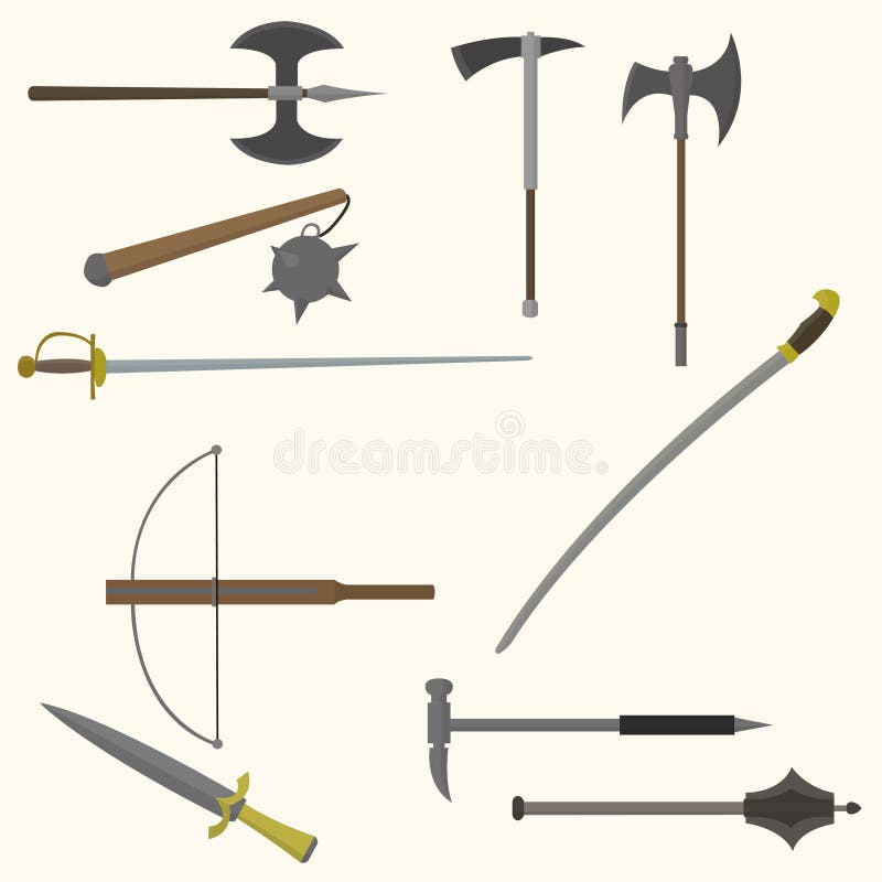 Set of ancient weapon stock vector. Illustration of retro - 97415441