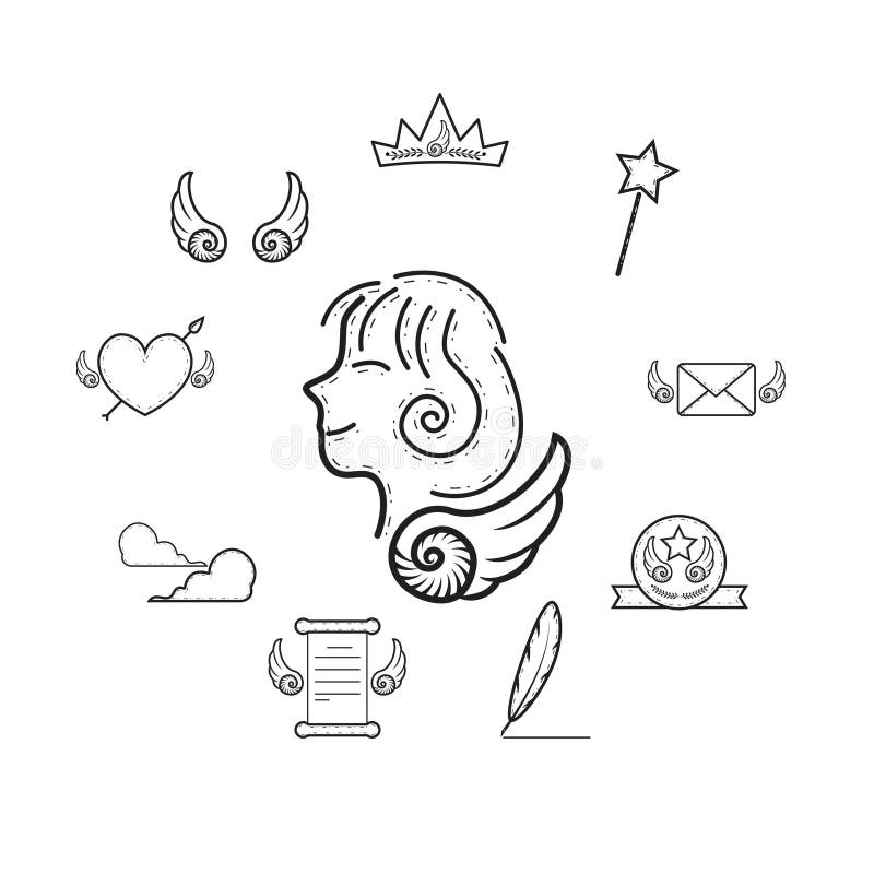 Set of Angel Icons. Vector Illustration Decorative Design Stock Vector ...