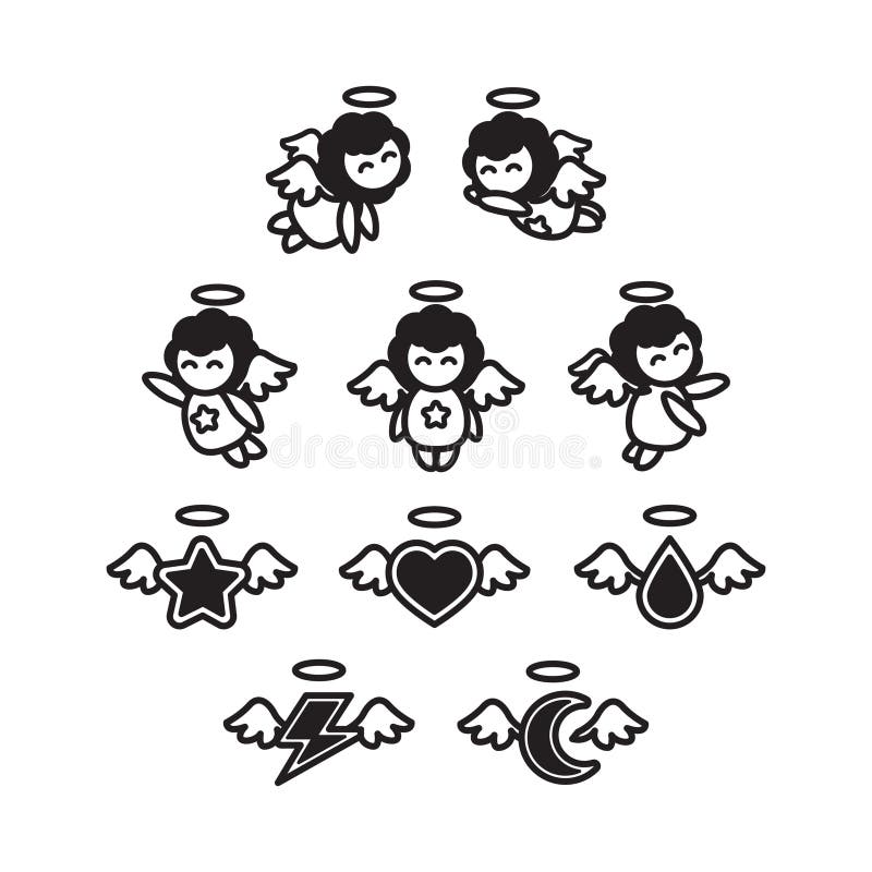 Set of Angel Icons. Vector Illustration Decorative Design Stock Vector ...