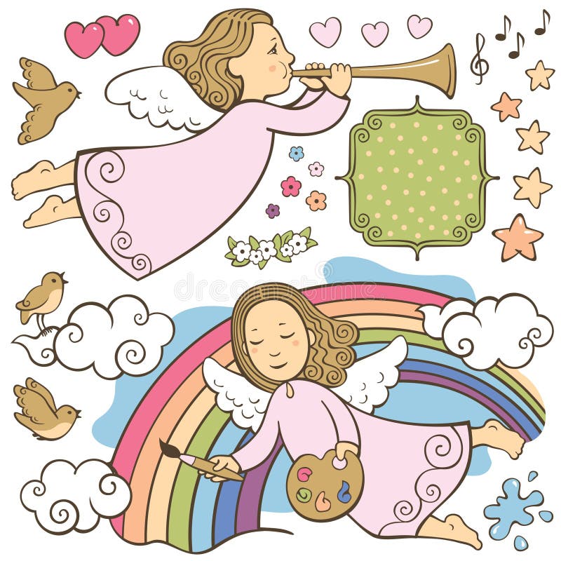 Set of the angels stock vector. Illustration of angel - 47583017