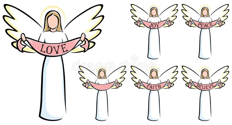 Angel Holding Banner stock vector. Illustration of female - 247075339