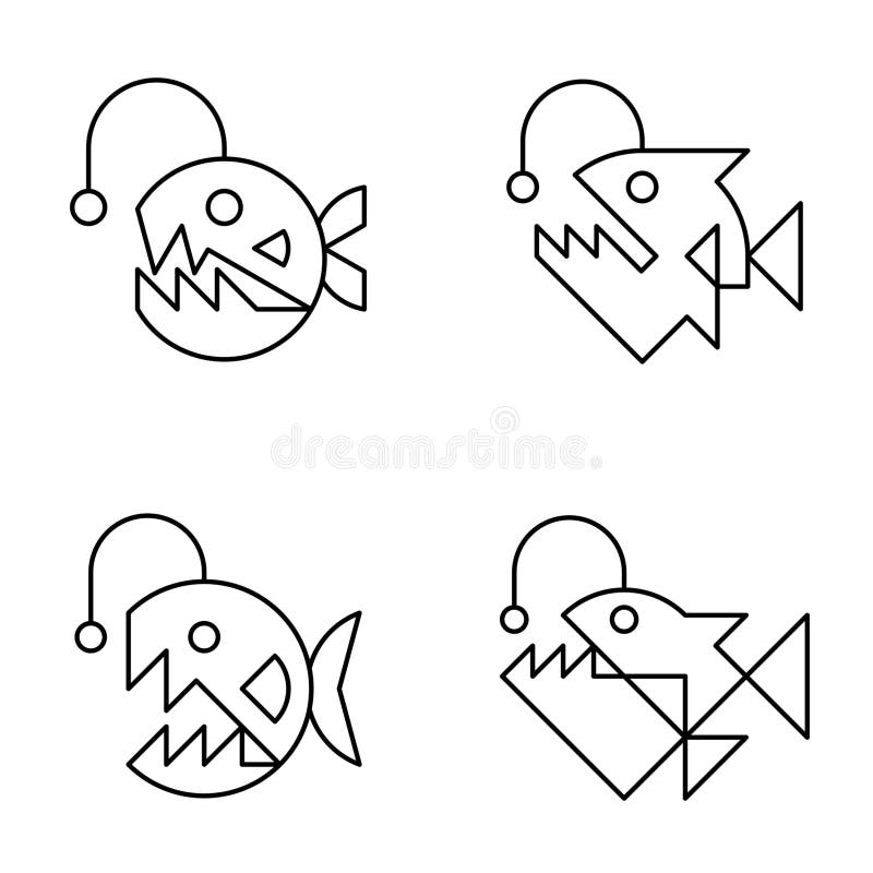 Set of Anglerfish logo stock vector. Illustration of aquatic - 335237001