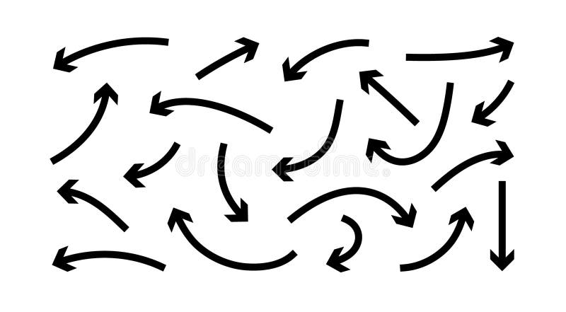 Set of Angular Hand Drawn Arrows. Bold Thick Lines To Define Direction ...