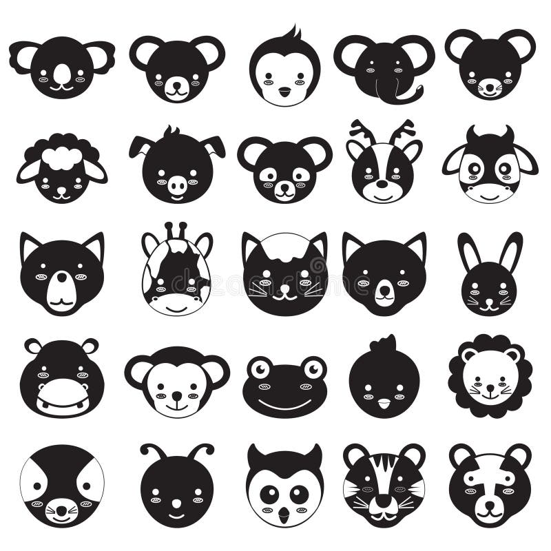Set of Animal Heads. Vector Illustration Decorative Design Stock Vector ...