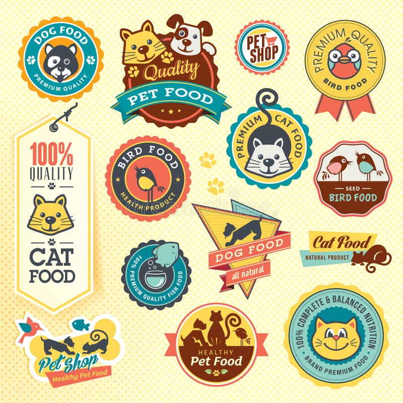 Set of Animal Labels and Stickers Stock Vector - Illustration of ...