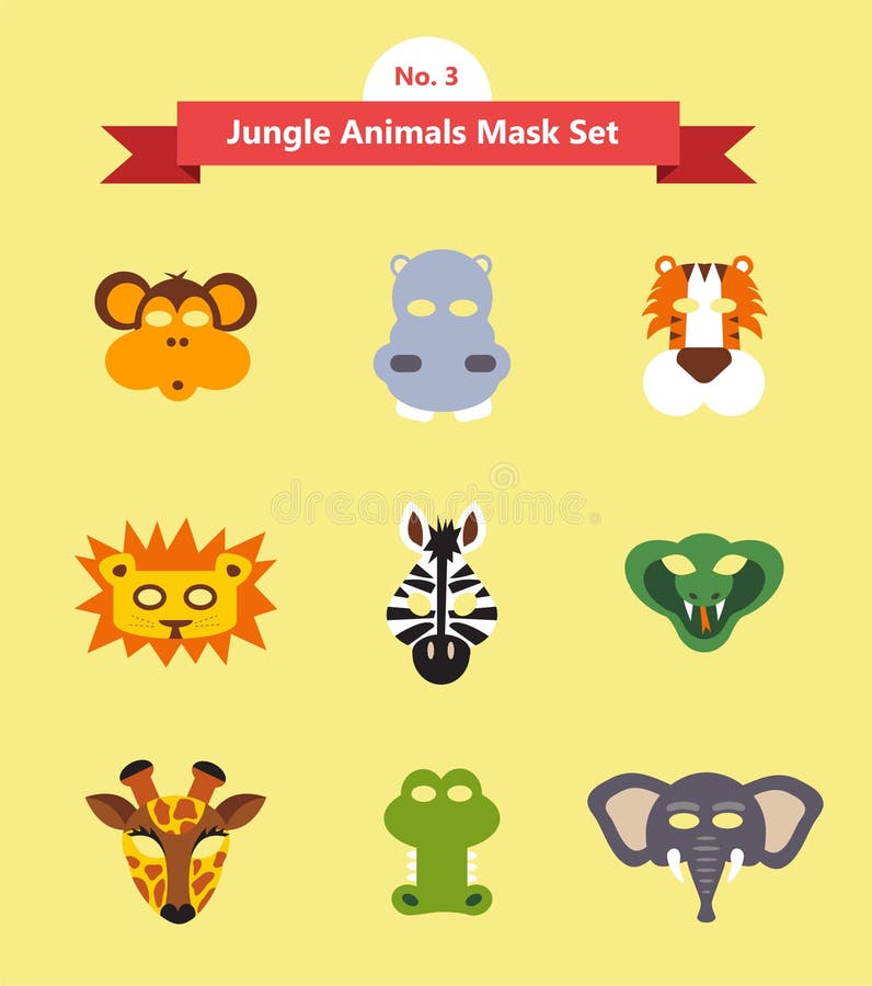 Set of Animal Masks . Set 3 Stock Vector - Illustration of farm, play ...