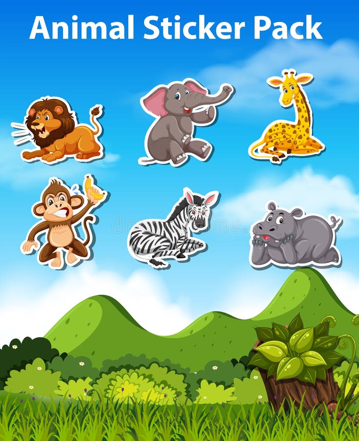 Set of animal sticker stock vector. Illustration of animal - 147799699