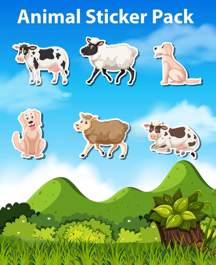 Set of animal sticker pack stock vector. Illustration of landscape ...