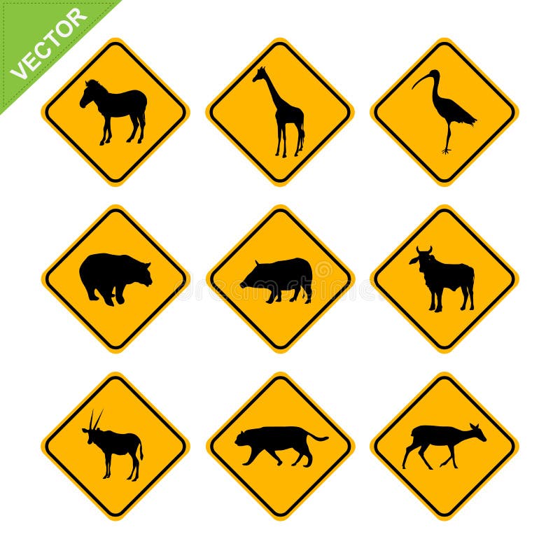 Animal traffic sign vector stock vector. Illustration of creatures ...