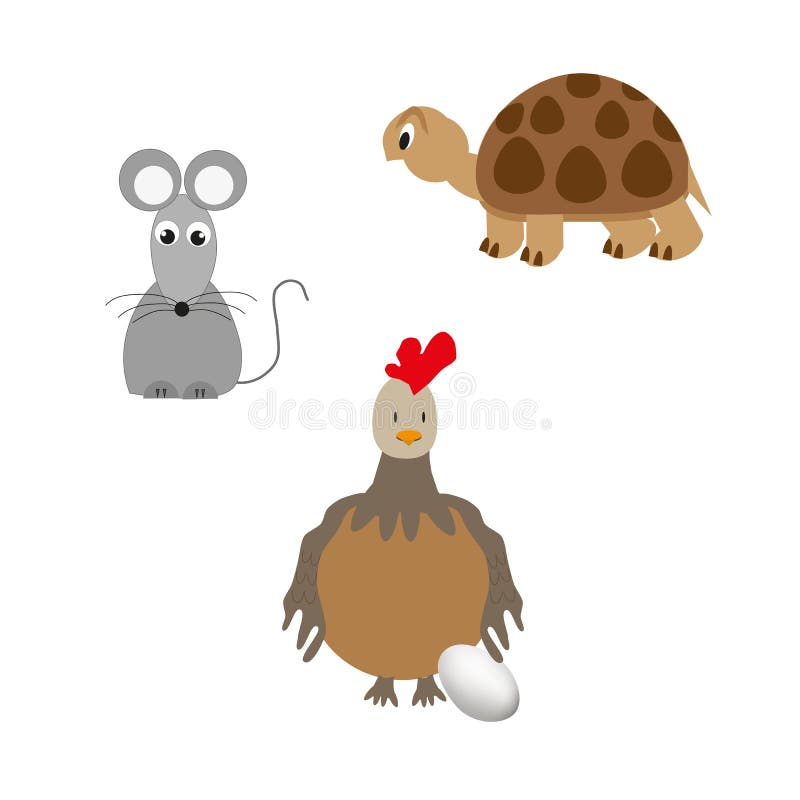 Set of Animal - Turtle, Chicken and Mouse Stock Vector - Illustration ...