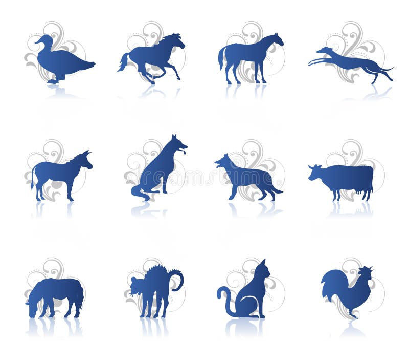 Vector Domesticated Animals Icons Set Stock Vector - Illustration of ...