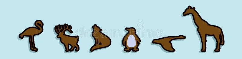Set of Animals Cartoon Icon Design Template with Various Models. Vector ...