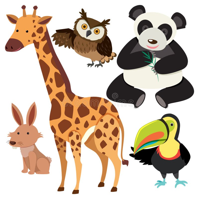 Set of Animals Cartoon Simple Style Stock Vector - Illustration of ...