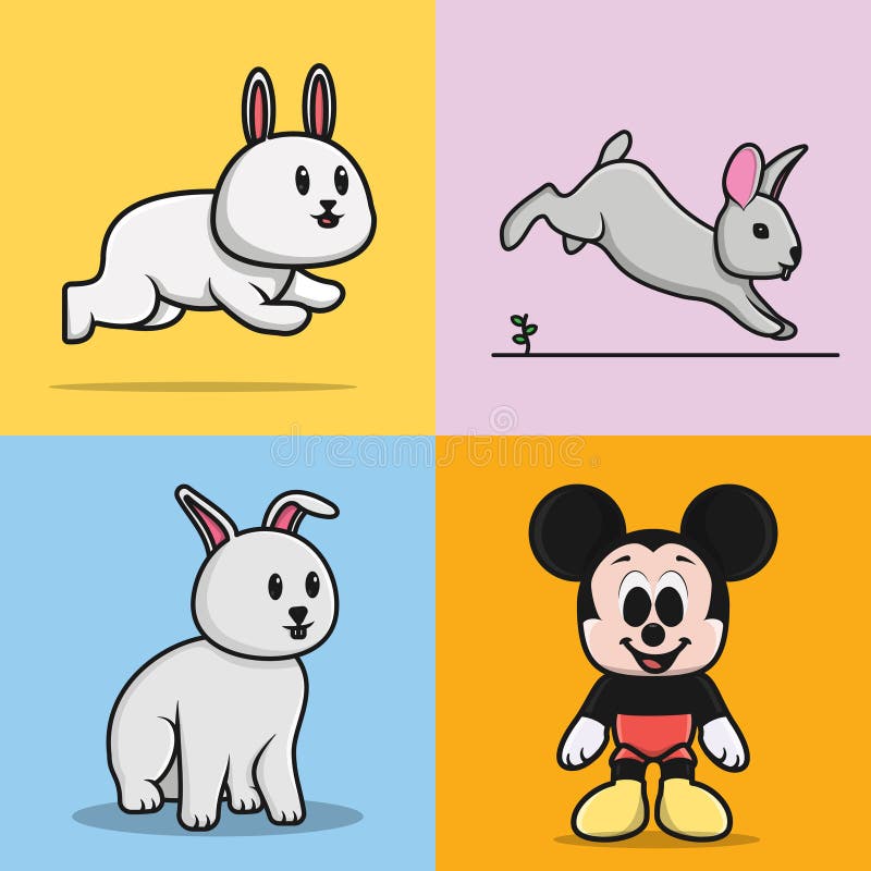 Set of Animals and Cartoon Vector Illustration Stock Vector ...