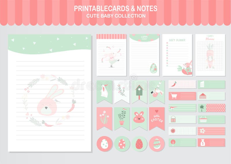 Set of Animals and Cute Cards,Easter, Tags,cards,templates,Notes ...