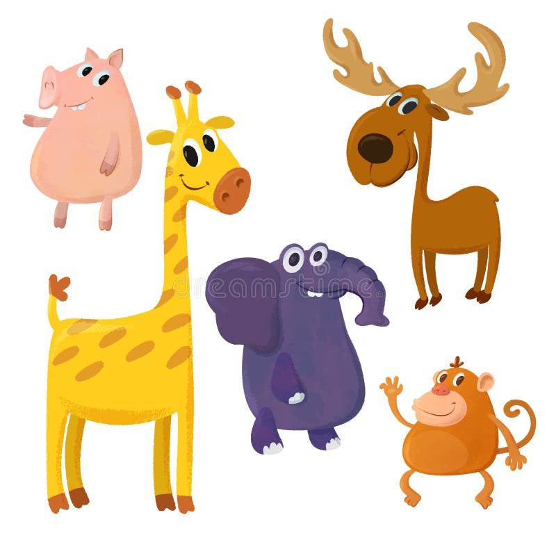 Set of animals stock vector. Illustration of cute, smiling - 91134389