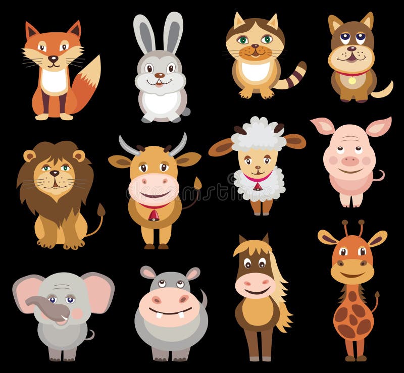 Set of animals icons stock vector. Illustration of hippopotamus - 55092671