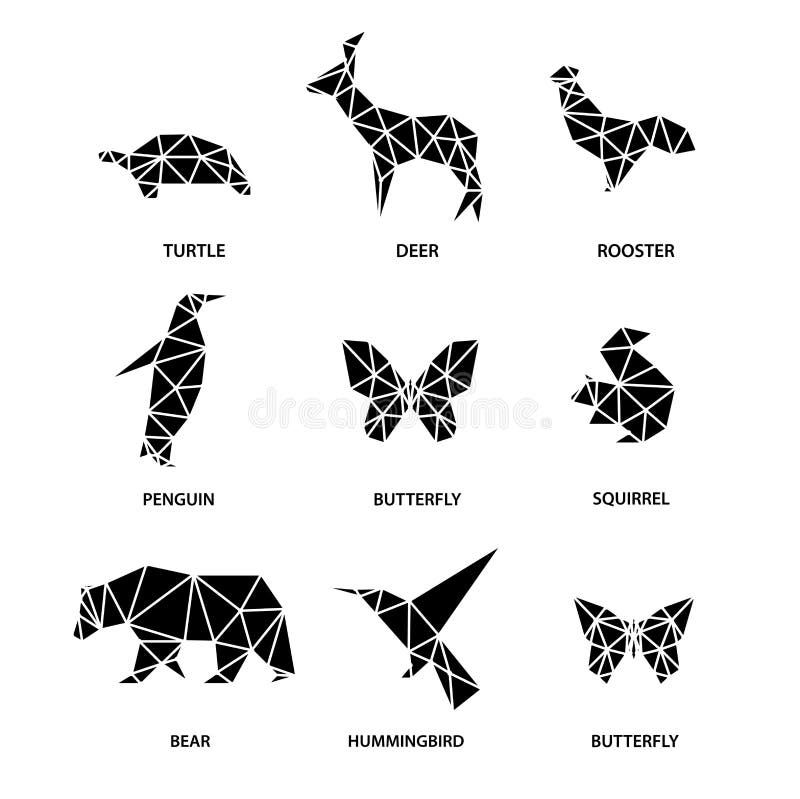 Geometric Animals Silhouettes. Set of Polygons Stock Vector ...
