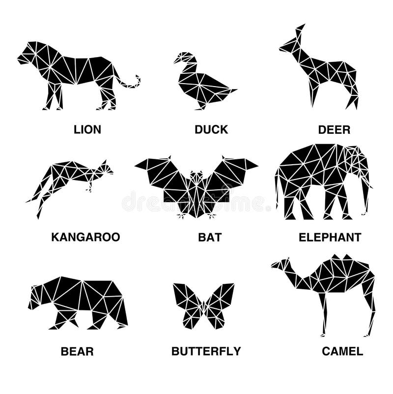 Geometric Animals Silhouettes. Set of Polygons Stock Vector ...