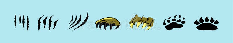 Set of Animals Scratch Mark Cartoon Icon Design Template with Various ...