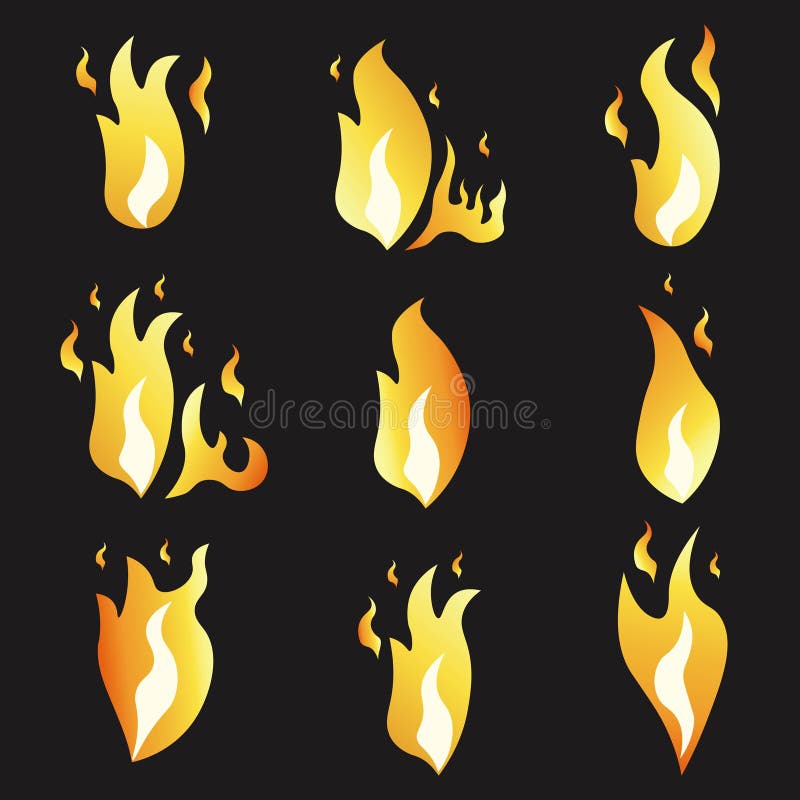 Set of Animation Fire and Illustration Various . Cartoon Flat Style ...