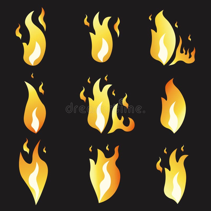 Set of Animation Fire and Illustration Various . Cartoon Flat Style ...
