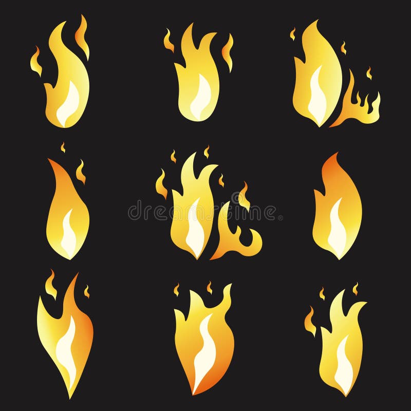 Set of Animation Fire and Illustration Various . Cartoon Flat Style ...