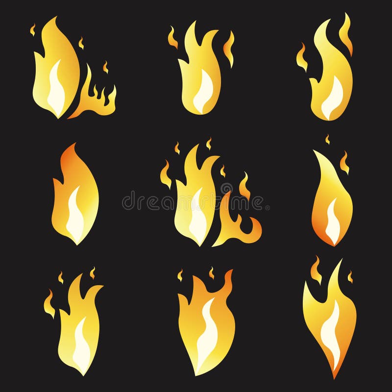 Set of Animation Fire and Illustration Various . Cartoon Flat Style ...