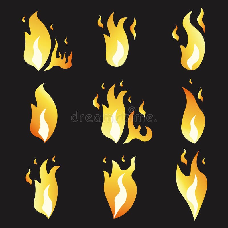 Set of Animation Fire and Illustration Various . Cartoon Flat Style ...