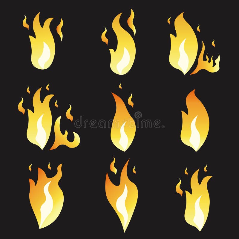 Set of Animation Fire and Illustration Various . Cartoon Flat Style ...