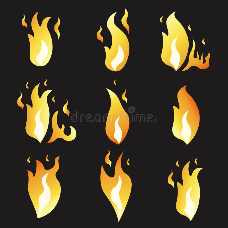 Set of Animation Fire and Illustration Various . Cartoon Flat Style ...