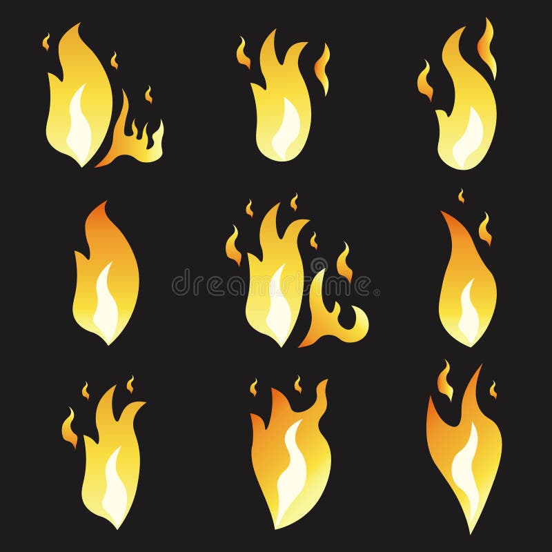 Set of Animation Fire and Illustration Various . Cartoon Flat Style ...