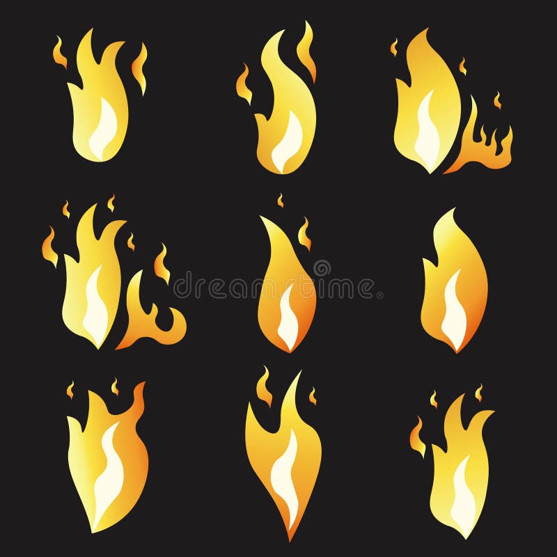 Set of Animation Fire and Illustration Various . Cartoon Flat Style ...