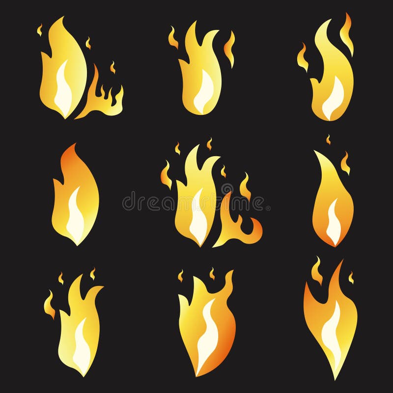 Set of Animation Fire and Illustration Various . Cartoon Flat Style ...