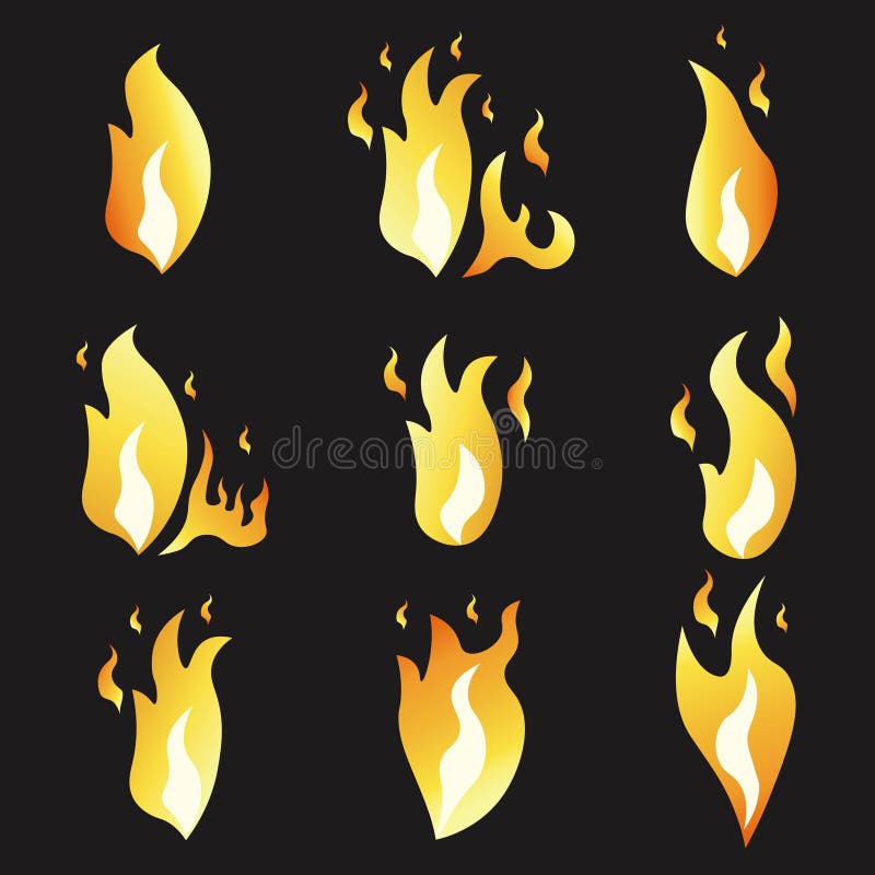 Set of Animation Fire and Illustration Various . Cartoon Flat Style ...