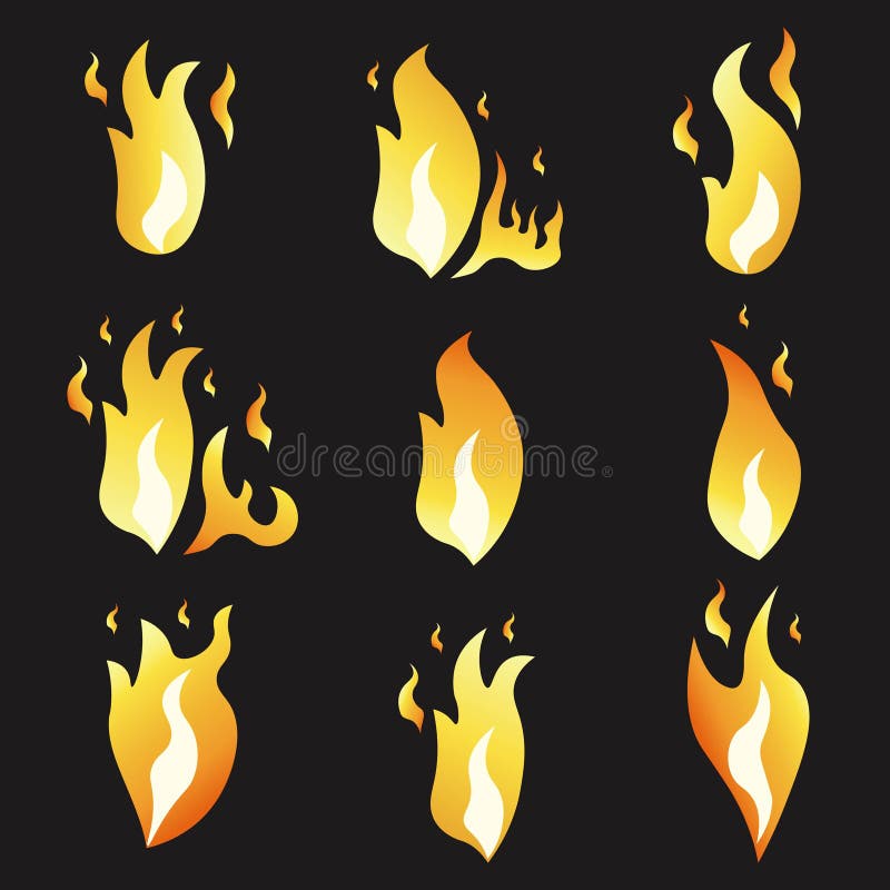 Set of Animation Fire and Illustration Various . Cartoon Flat Style ...