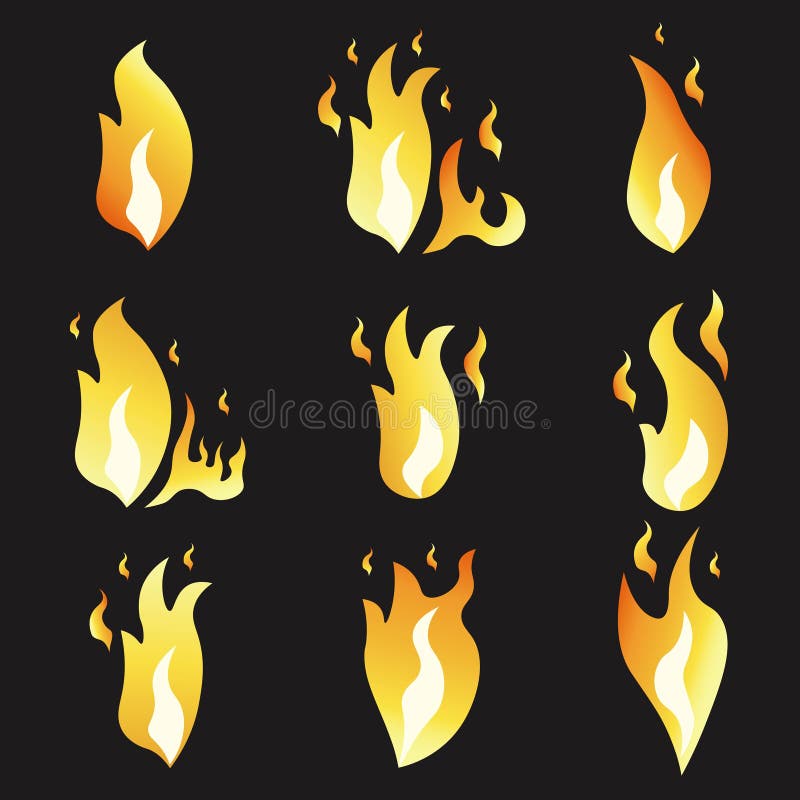 Set of Animation Fire and Illustration Various . Cartoon Flat Style ...