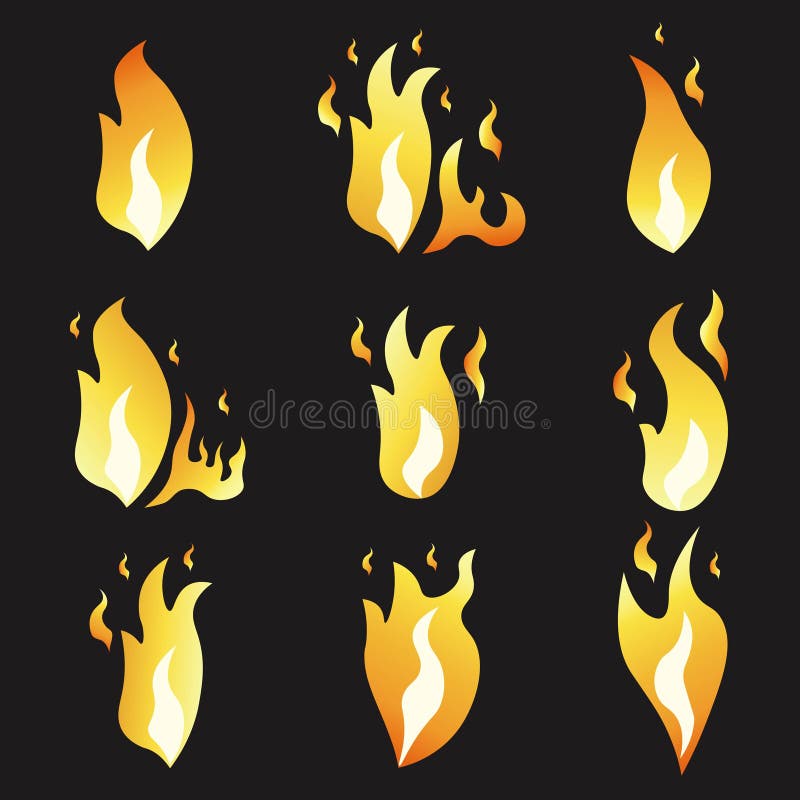 Set of Animation Fire and Illustration Various . Cartoon Flat Style ...