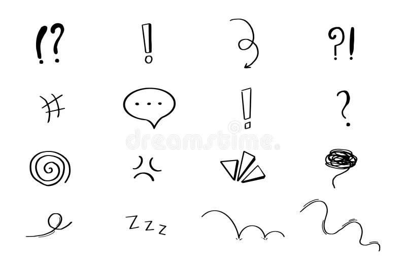Set Anime Emotion Effect. Hand-drawn Cute Cartoony Expression Sign ...