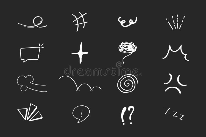 Set Anime Emotion Effect Attention Elements, Expressions Speech Bubble ...