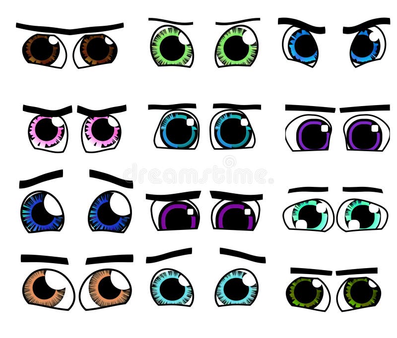 Set of Anime Eyes for Design Project Stock Illustration - Illustration ...