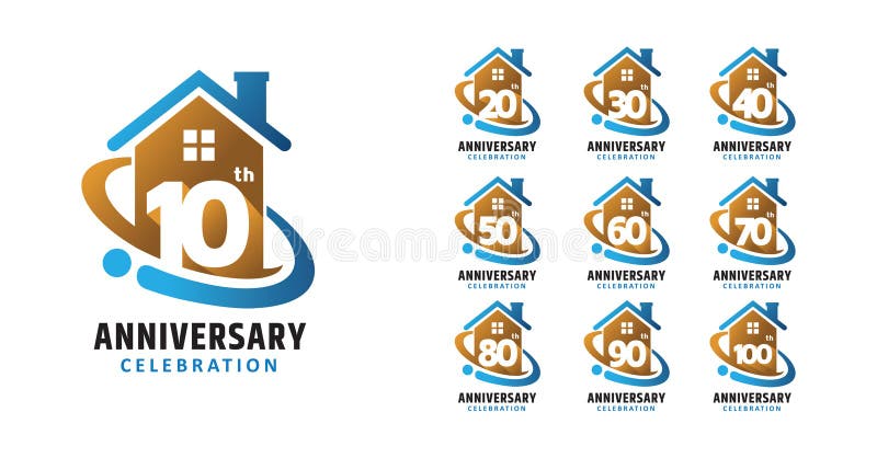 Set of Anniversary Design Modern House Number Stock Vector ...
