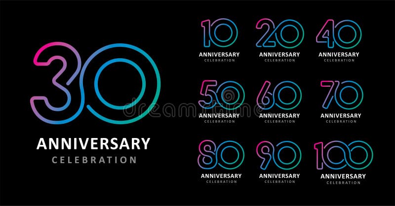 Set of Anniversary Design Modern Line Number Stock Illustration ...